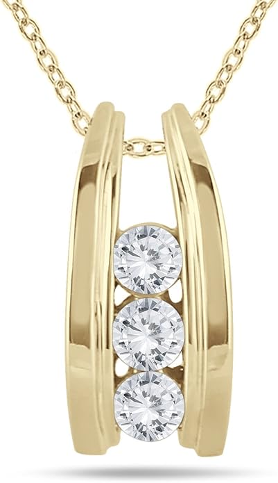 Amazon.com: AGS Certified 1/2 Carat TW Three Stone Diamond Ladder ...