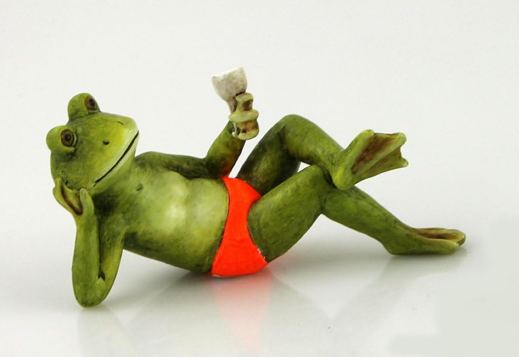Amazon.de: Frosch mit Glas Kröte Lurch Deko Tier Figur Skulptur ...