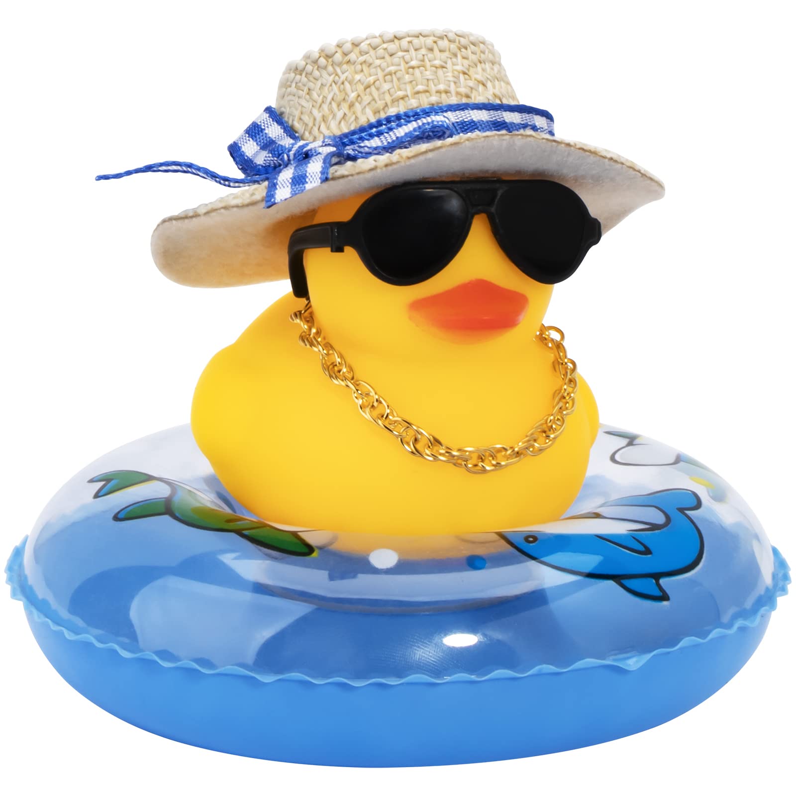 wonuu Car Rubber Duck, Yellow Duck Decoration Dashboard with Sun Hat ...