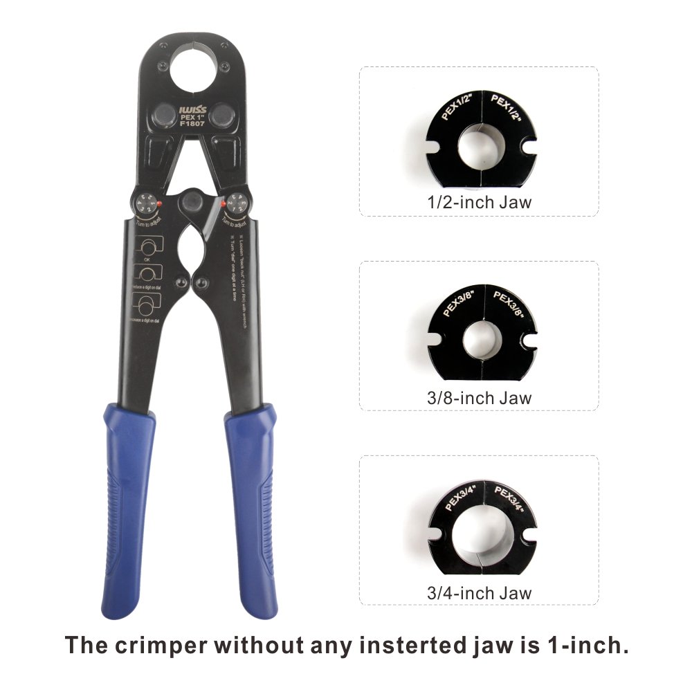 IWISS F1807 Copper Ring Crimping Tool Kit for 3/8",1/2",3/4",1" - Free ...