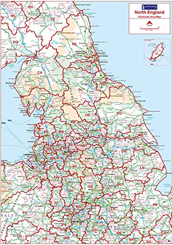 Postcode Area Map 3 - North England - Colour - Satin Photo Paper ...