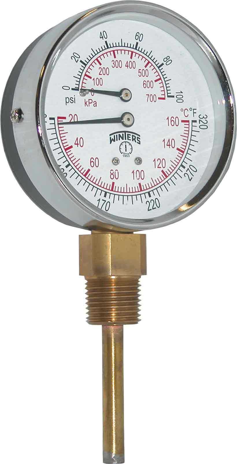 Winters TTD Series Steel Dual Scale Tridicator Thermometer with 2" Stem ...