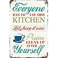 Amazon.com: Xiddxu Metal Sign Kitchen Tin Sign Plaque Everyone Has to ...