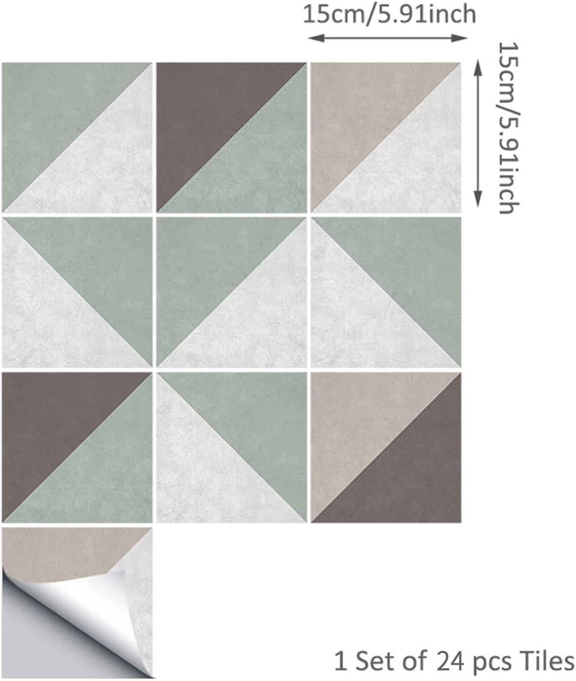 ENCOFT 24pcs Tile Stickers 6x6 Inches for Bathroom Kitchen Modern ...