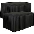 Amazon.com: Tina 2 Pack 8ft Black Table Skirt Fitted Tablecloth, Fitted ...