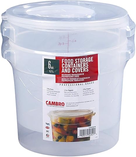 Amazon.com: Cambro Round Translucent Container with Lid (6 qt, 2 pk ...