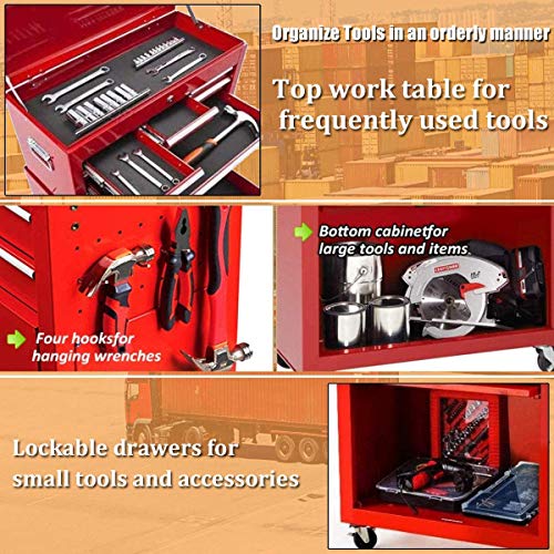8-Drawer Big Rolling Tool Chest Organizers,Removable Tool Storage Cabinet and Top Chest with ...