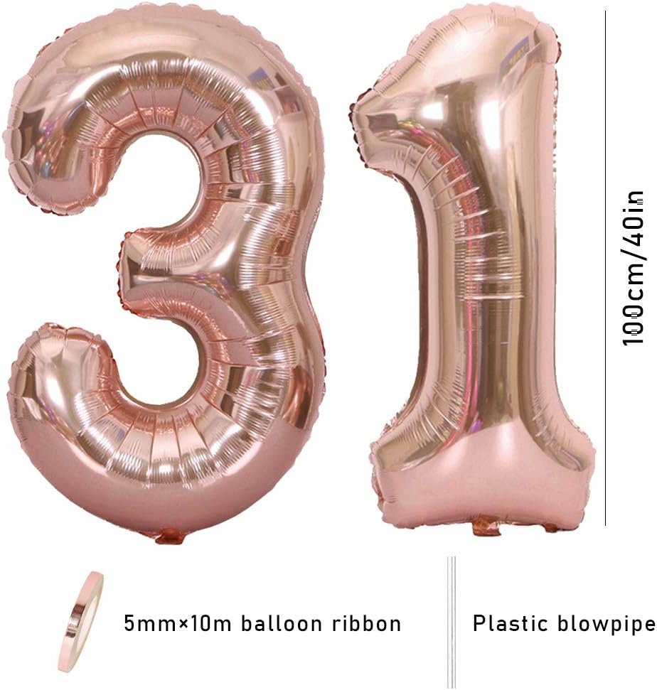 Ceqiny 40 Inch 31st Number Balloon Mylar Balloon Giant Balloon Alphabet ...