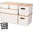 Amazon.com - Suzile 6 packs Plastic Storage Bins with Bamboo Lids ...