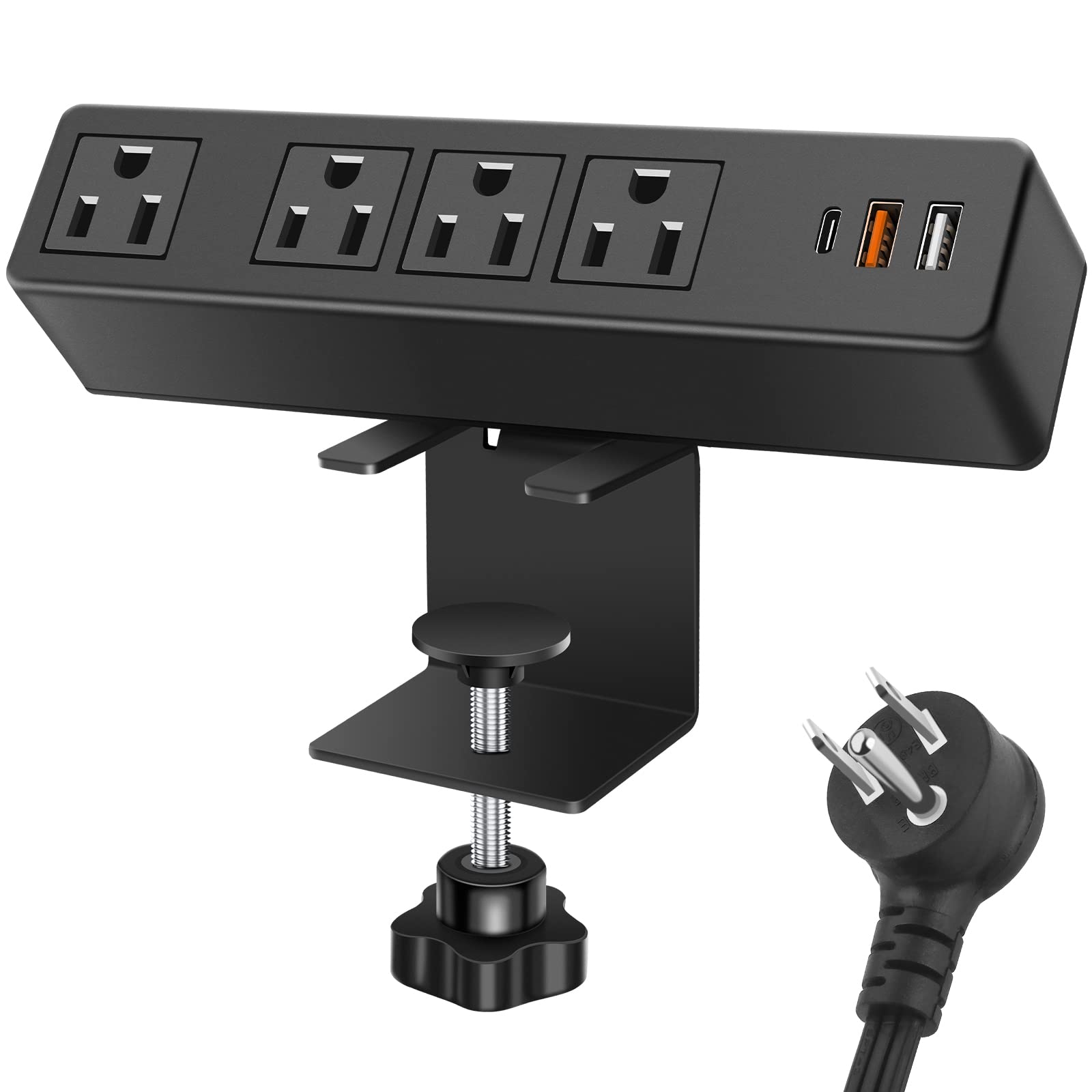 Desktop Clamp Power Strip with USB C, Surge Protector 900J Power ...