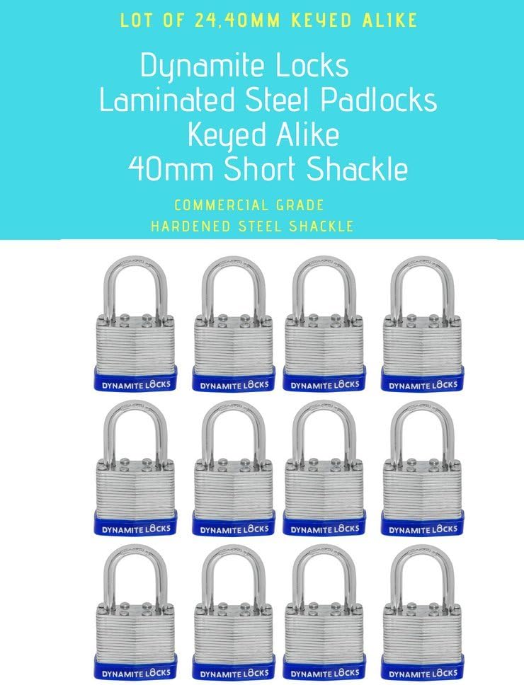 Lot of 24, 1.5 Inches or 40mm Heavy Duty Laminated Padlock, Double ...