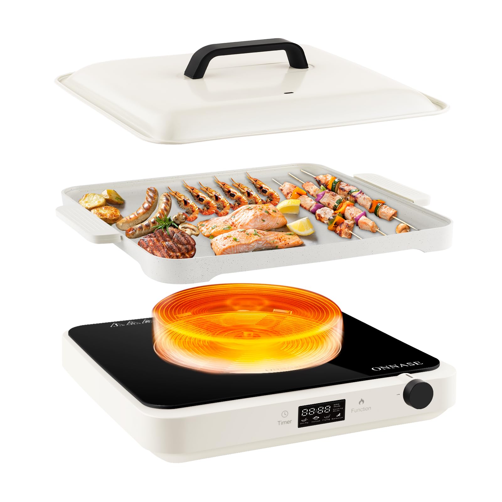 ONNASE Single Burner Electric Cooktop,1200W Portable Induction Cooktop ...