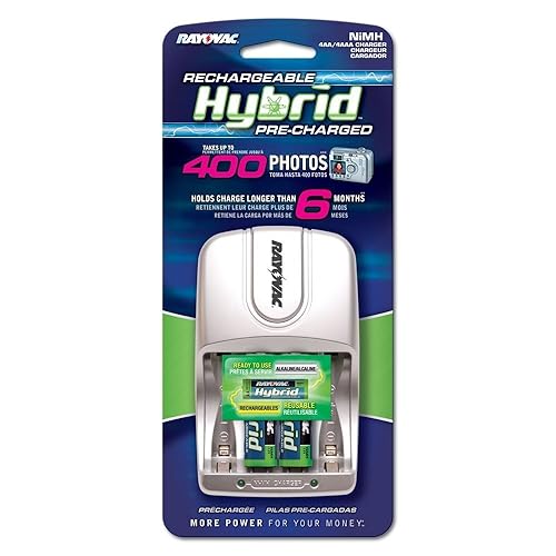 Rayovac Rechargeable Hybrid Charger, 4-position AA/AAA Hybrid Battery ...