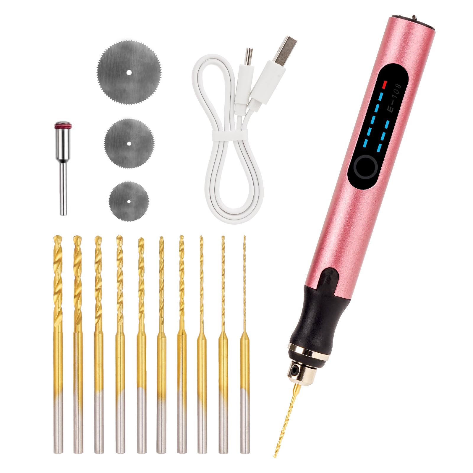 Adorila 3-Speed Cordless Mini Drill Pen with 10 Small Drill Bits ...
