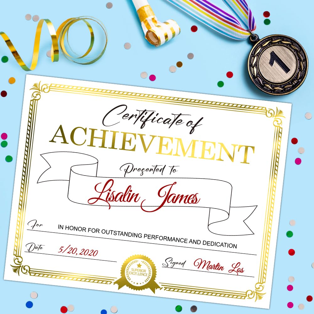 Mua Award Certificate Paper, Gold Foil Blank Certificate of Achievement ...