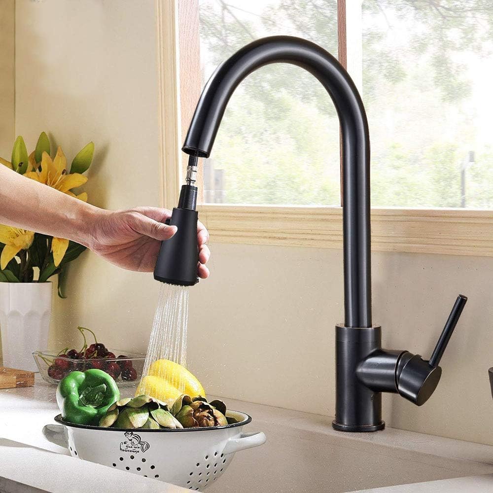 Single-Handle Kitchen Mixer Sink Tap with Pull Out Spray Polished ...