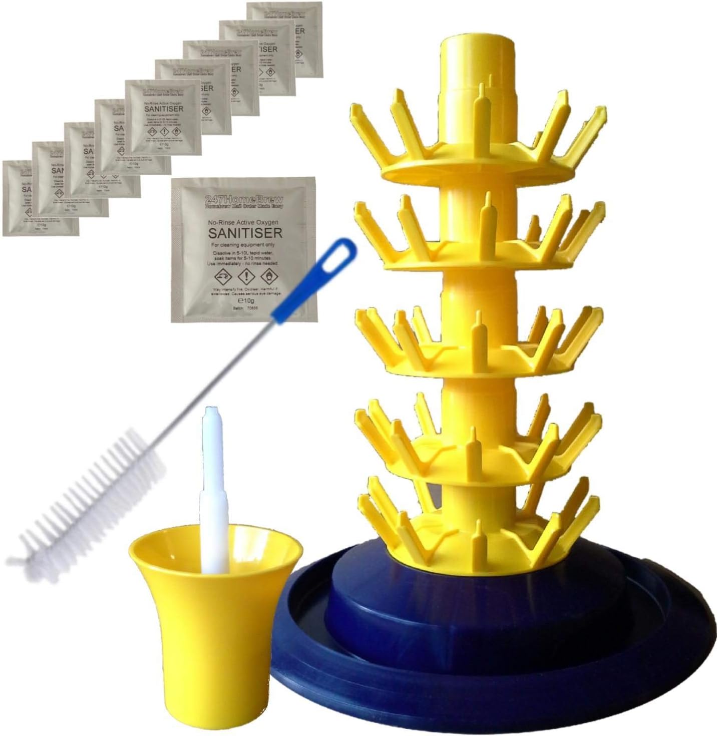 Bottle Washing Set Rinser Drainer Brush and Steriliser for 50 Beer Wine ...