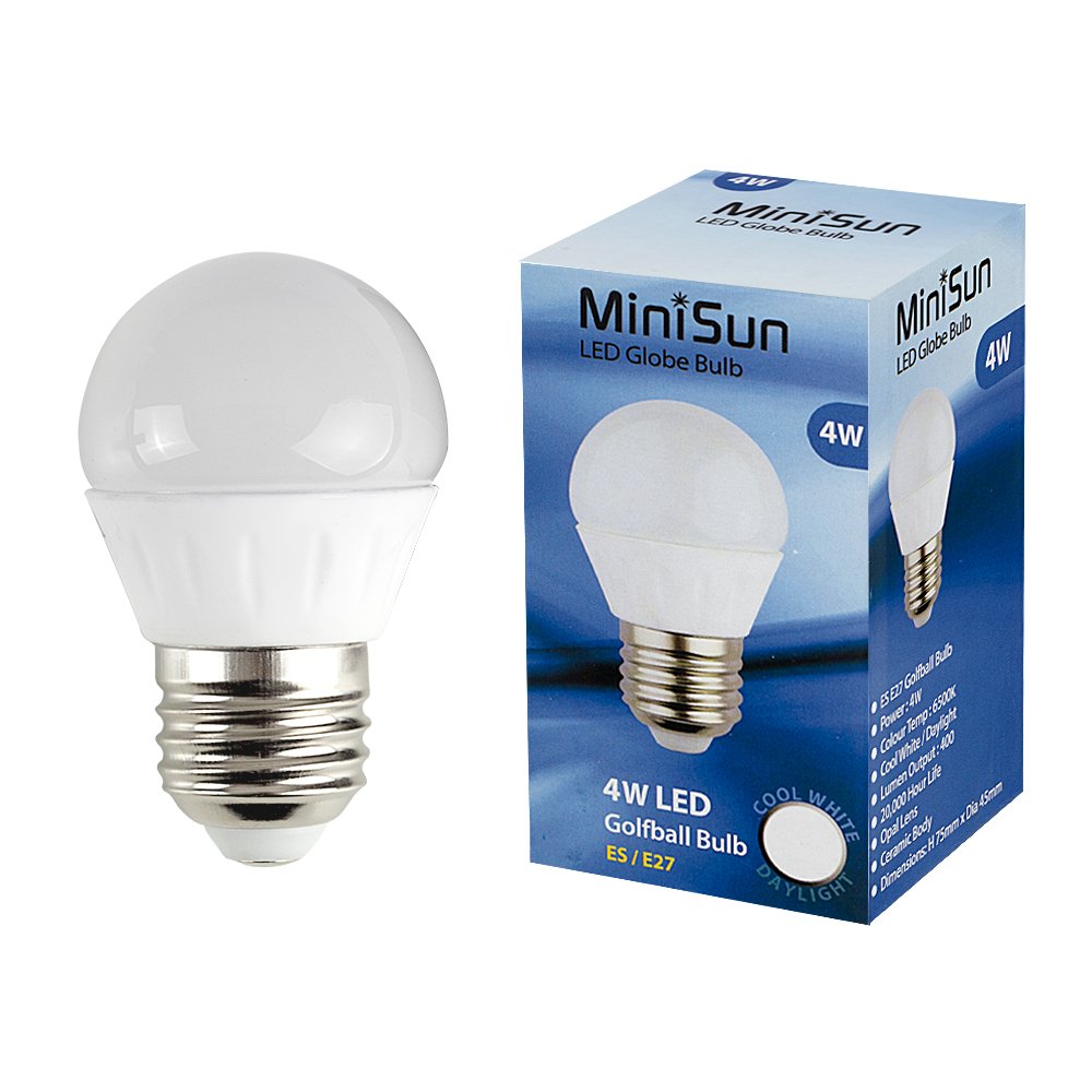 Pack of 2 - MiniSun 4w LED ES E27 Golfball Energy Saving Long Life ...