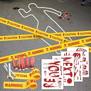 Amazon.com: Pawliss Halloween Crime Scene Party Decorations 14 Pack Kit ...