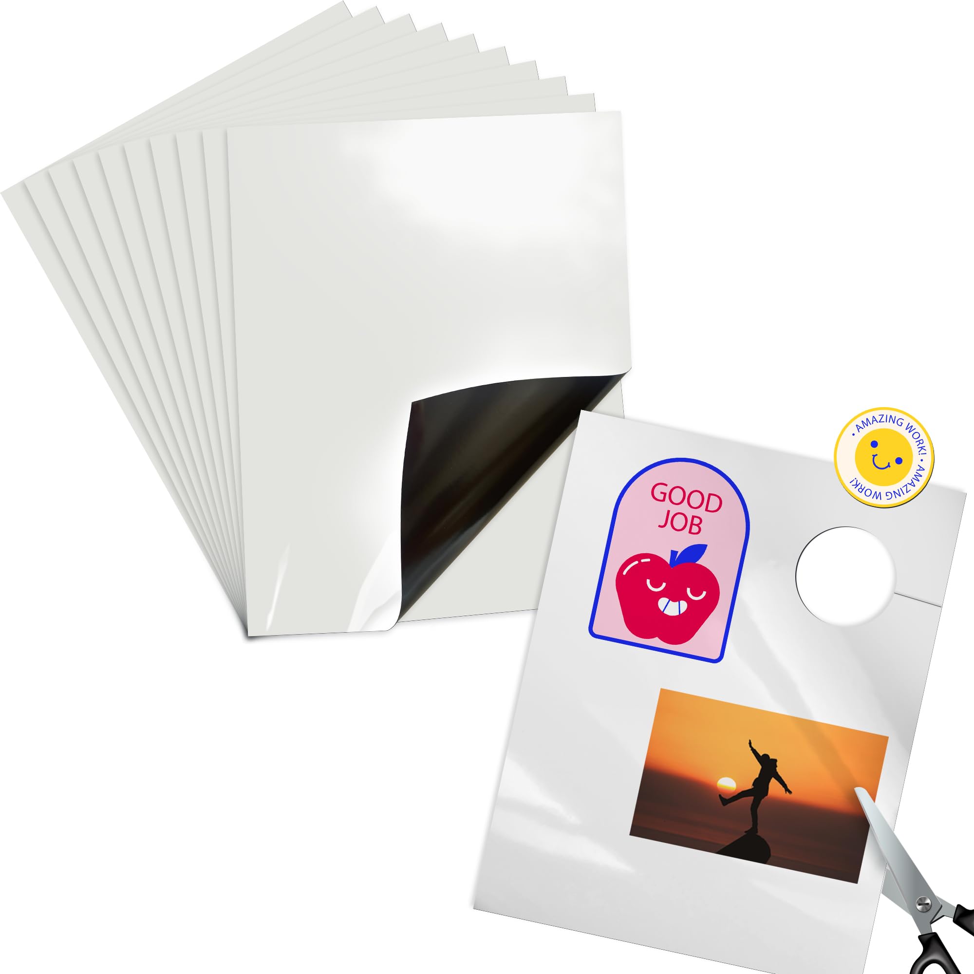 Mr-Label 10 Sheets 8.5"x11" Glossy Printable Magnetic Sheets for Inkjet ...