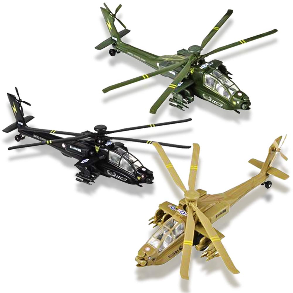 ArtCreativity Diecast Apache Helicopters with Pullback Mechanism, Set ...