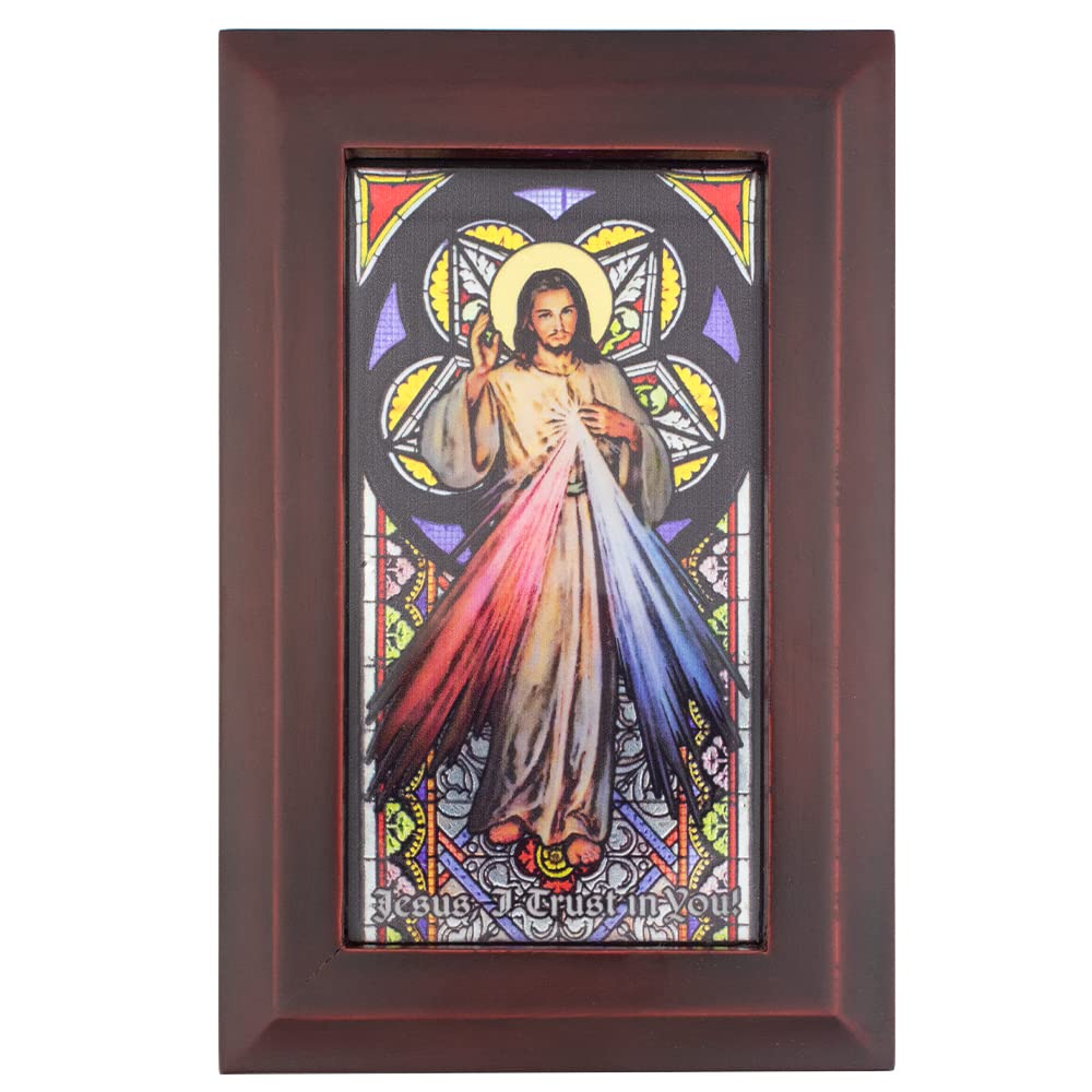 Divine Mercy Music Box | Shimmery Foil Stained Glass Art | Jesus I ...