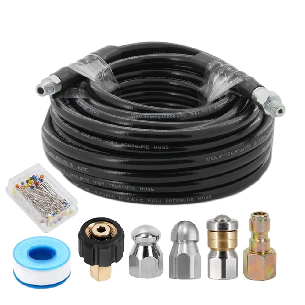 Mua SUNTAI Sewer Jetter Kit for Pressure Washer 50FT, 5800PSI Drain Cleaner Hose 1/4 Inch NPT ...