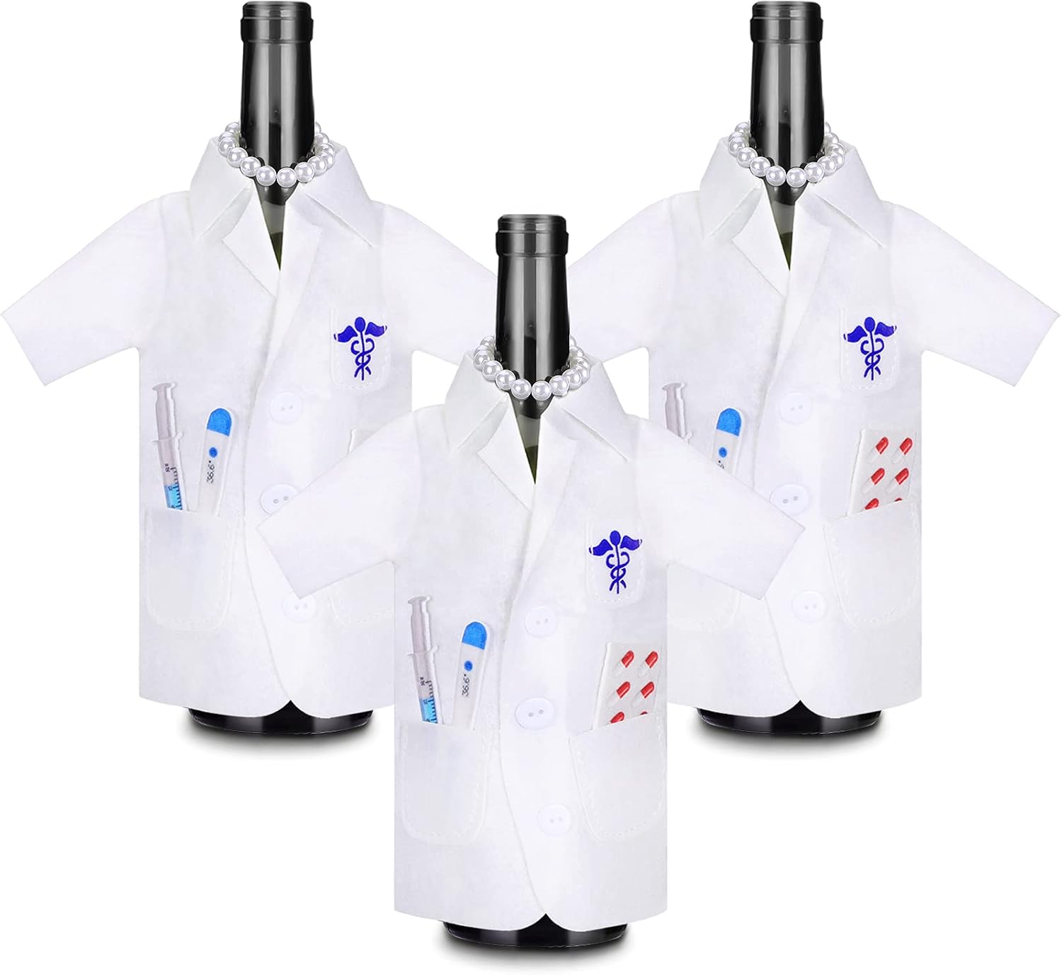 Amazon.com: 3 Pieces White Coat Wine Bag Felt Wine Present Bag Tie ...