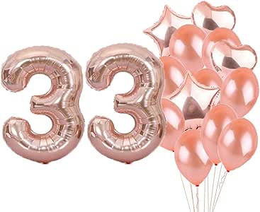 Amazon.com: Sweet 33th Birthday Decorations Party Supplies,Rose Gold ...