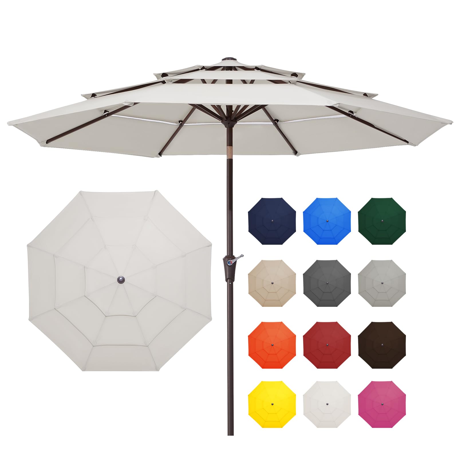 JEAREY 9FT 3 Tier Patio Umbrella Outdoor Market Umbrella Table ...
