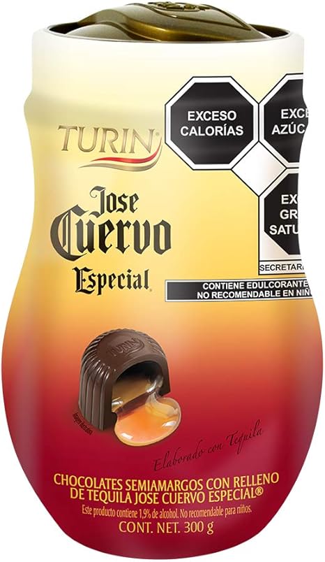 Chocolate Turin Semiamargos con relleno de tequila José Cuervo Especial ...