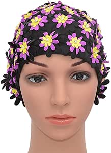 Swim Cap Floral Petal Retro Style Bathing Caps for Women : Amazon.com ...