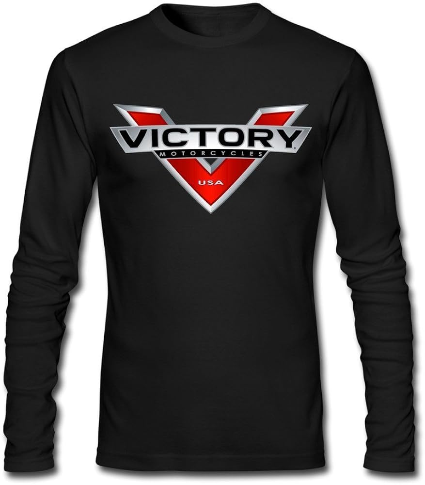 Amazon.com: Men's Victory Motorcycle Logo 100% Cotton Long Sleeve T ...