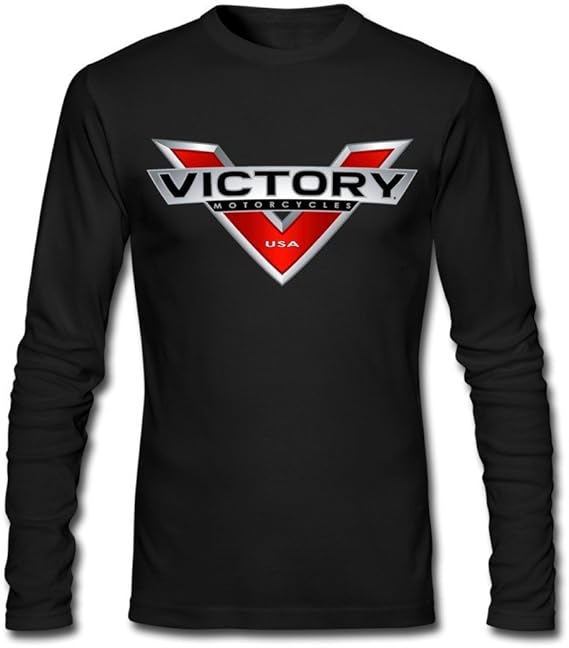 Amazon.com: Men's Victory Motorcycle Logo 100% Cotton Long Sleeve T ...