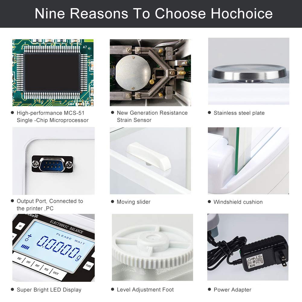 Hochoice 200g/0.1mgLab Scale 0.0001g| Analytical Electronic Balance Lab Precision Weighing ...