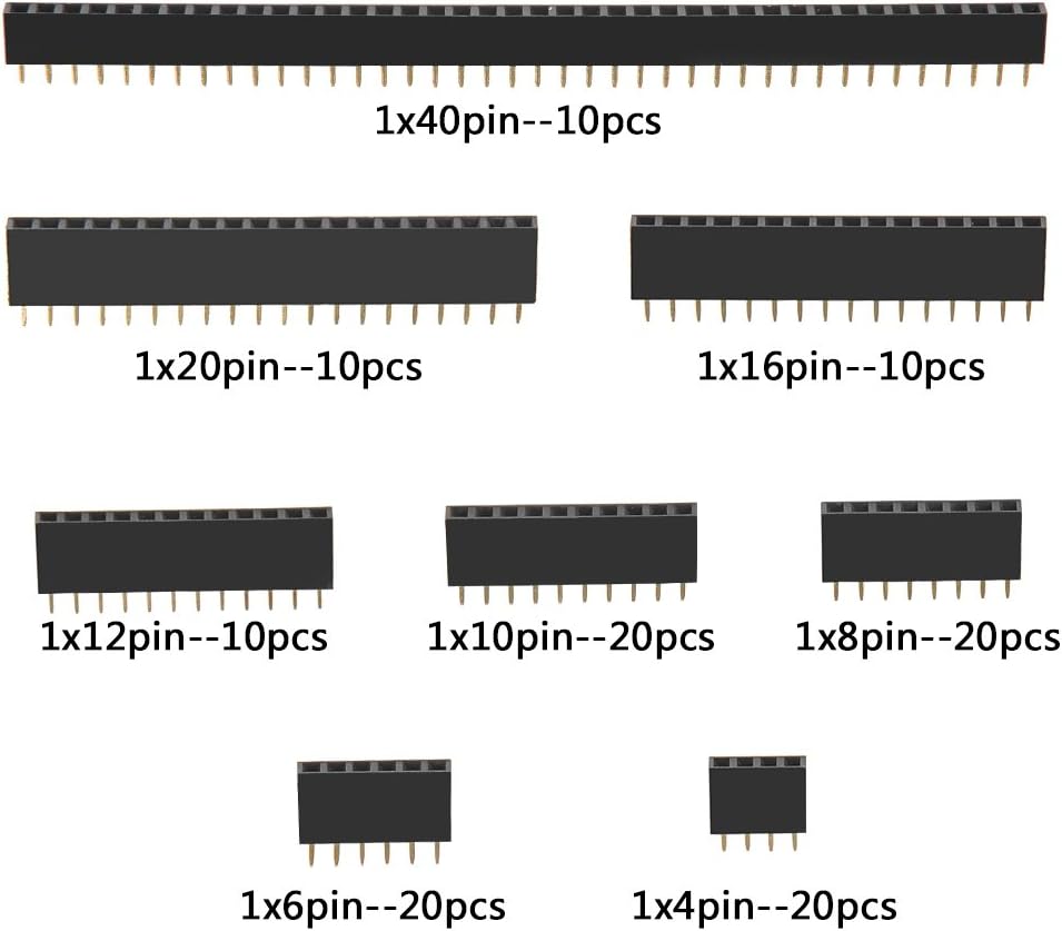 QLOUNI 120pcs Single Row Stackable Female Pin Header Strip, PCB Female ...