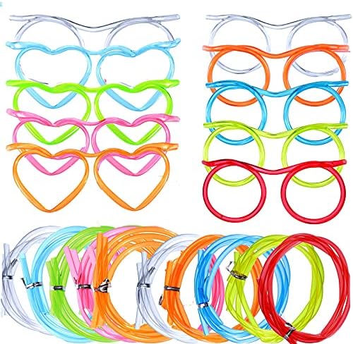 Greentiming Crazy Glasses Straws, Silly Fun Heart Drinking Straws for ...