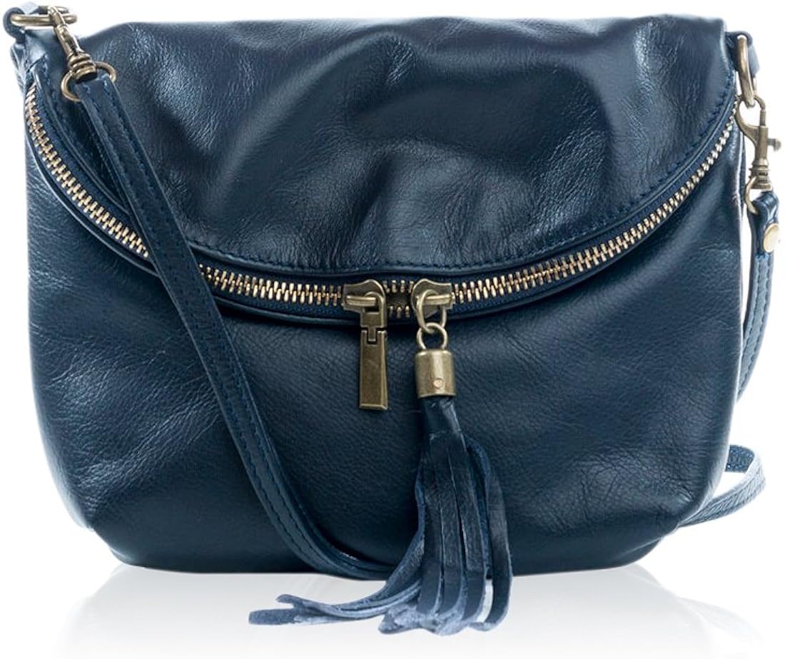 Lucca Baldi - Leather Handbag - BLUE (40) - Made in Italy - 24x18x4 cm ...
