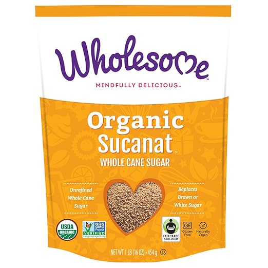 Wholesome Organic Sucanat Whole Cane Sugar, Fair Trade, Non GMO, 1 LB ...