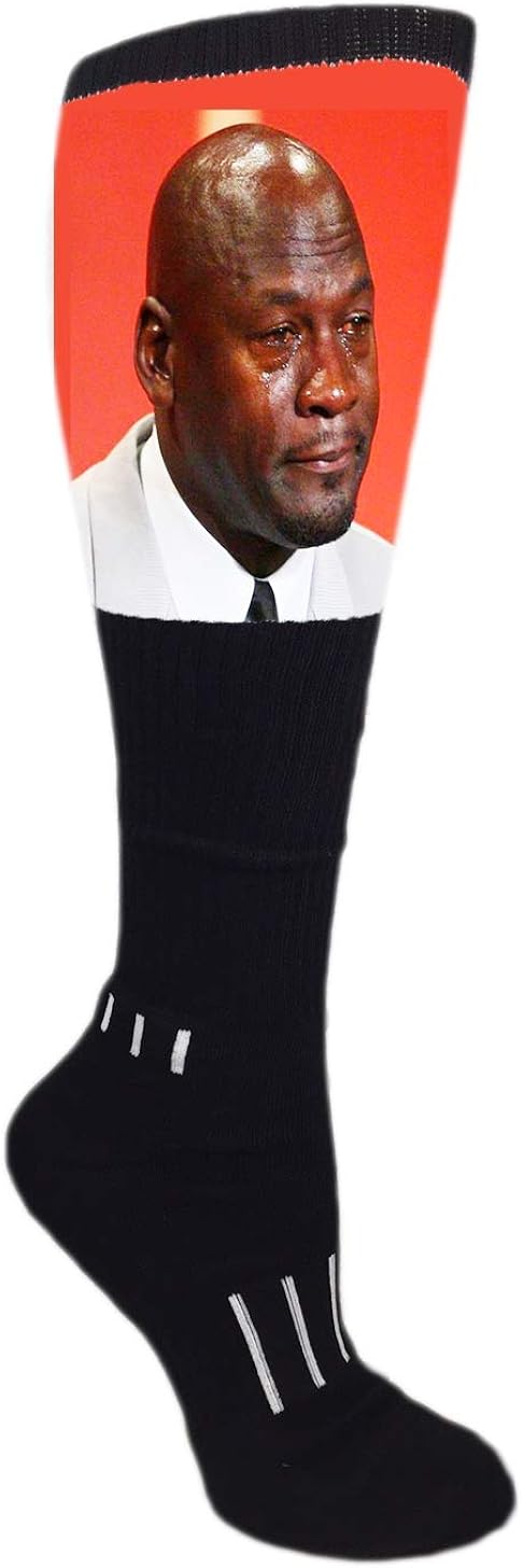 Dank Meme Socks Knee High Crying Jordan Black Dye Sublimated Socks at ...