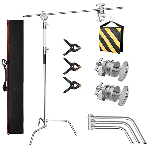 GSYXERGILES Heavy Duty C-Stand, Stainless Steel Tripod with Boom Arm ...