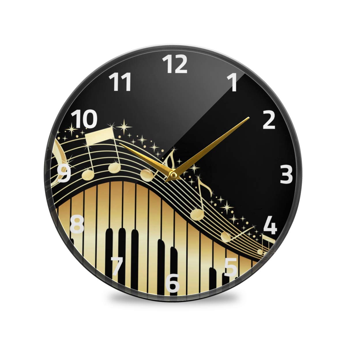 ALAZA Music Notes with Piano Keys Wall Clock Battery Operated Silent ...