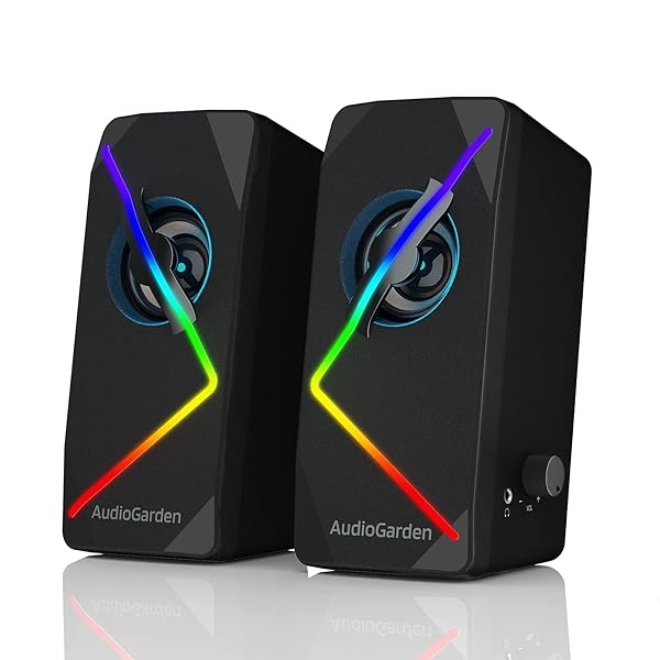 LTC AudioGarden AG-201 Computer Speakers, 2.0 Channel Wired RGB Desktop ...