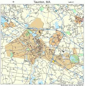 Amazon.com: Large Street & Road Map of Taunton, Massachusetts MA ...