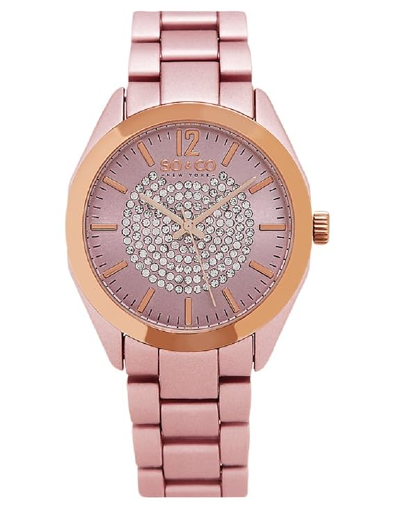 SO & CO New York SoHo Women's Quartz Watch with Pink Dial Analogue ...