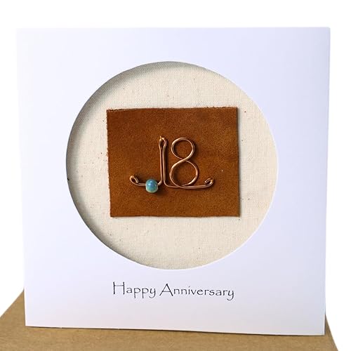 Camellia Bees 18th Wedding Anniversary Card For Her Him, Handmade ...