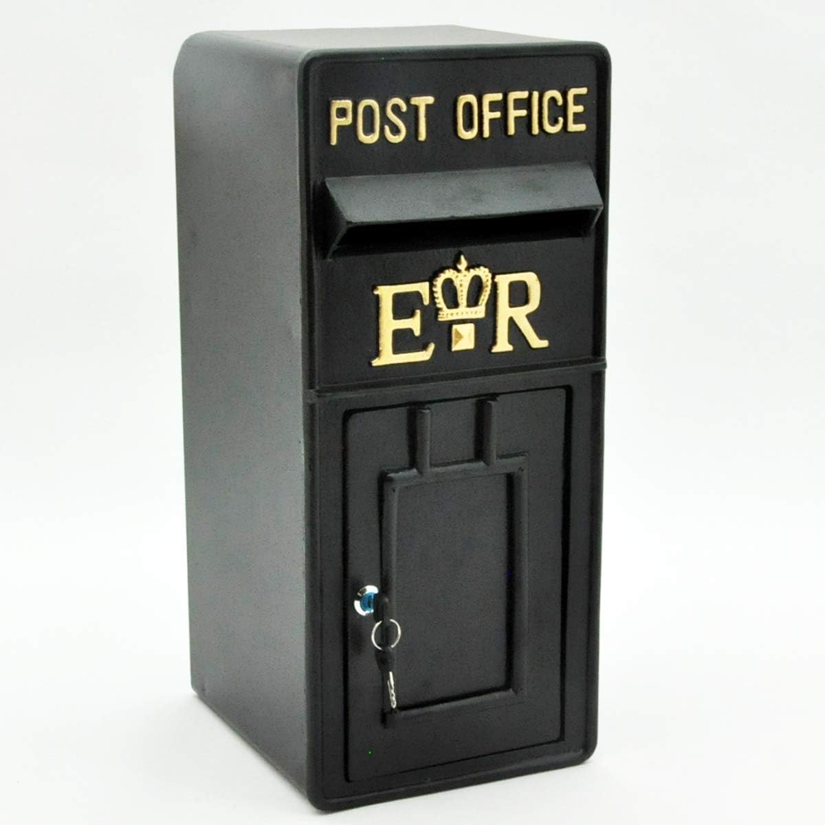 Royal Mail Post Box ER II Pillar Box Black Cast Iron Post Office Letter ...