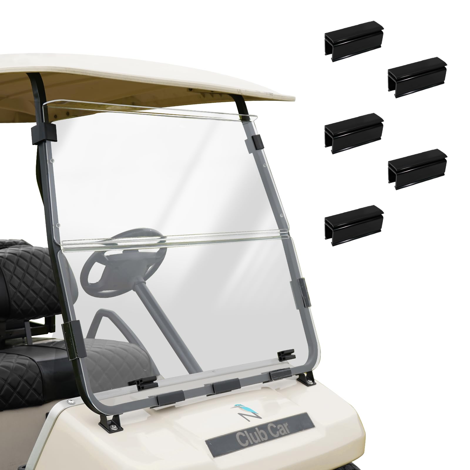 HANGKUNNEE Clear Club Car Windshield Replacement, Golf Cart Windshield ...