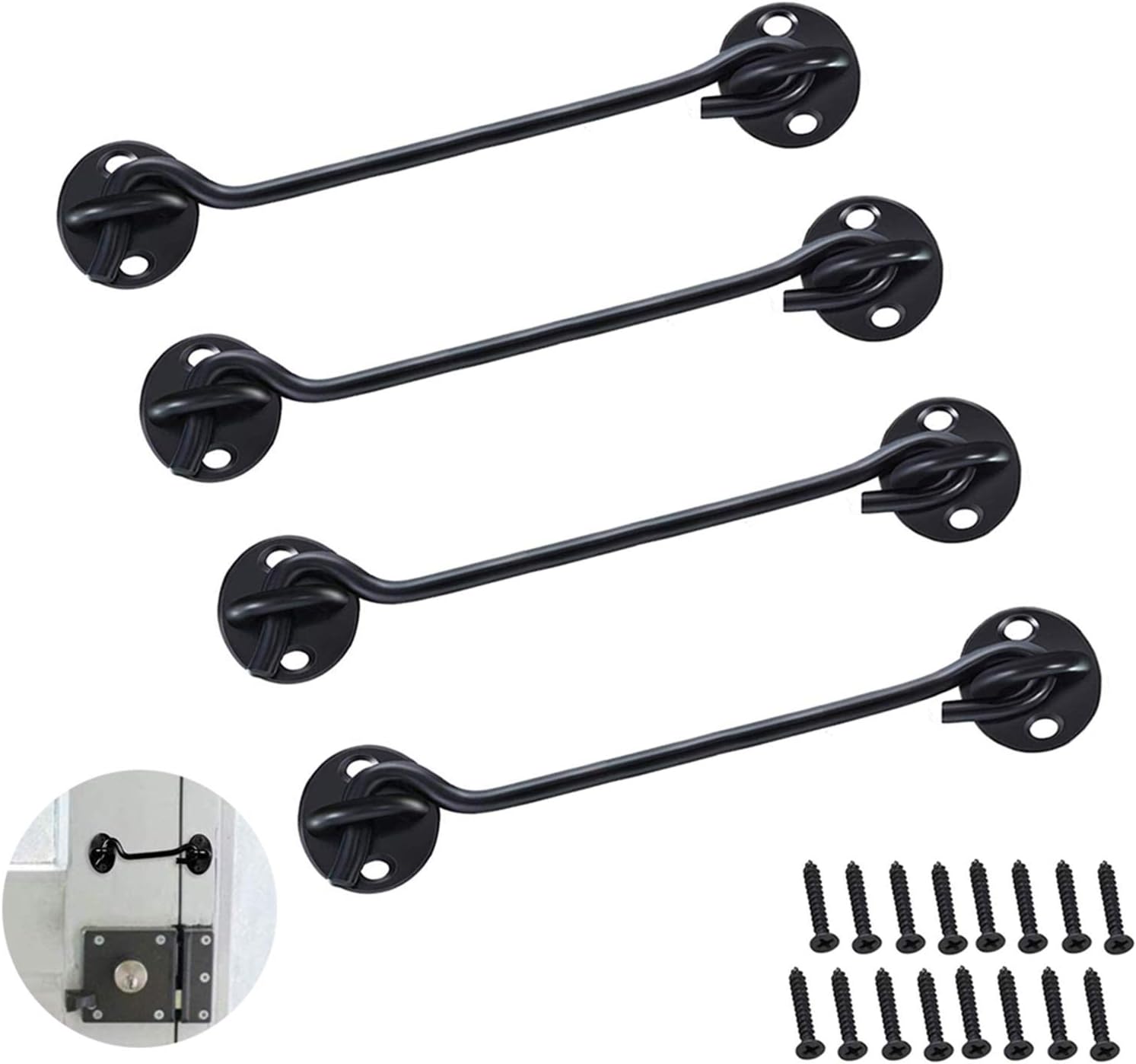 4 Pieces Window Catch, 8 inch Door Latch Cabin Door Gate Lock, Solid ...