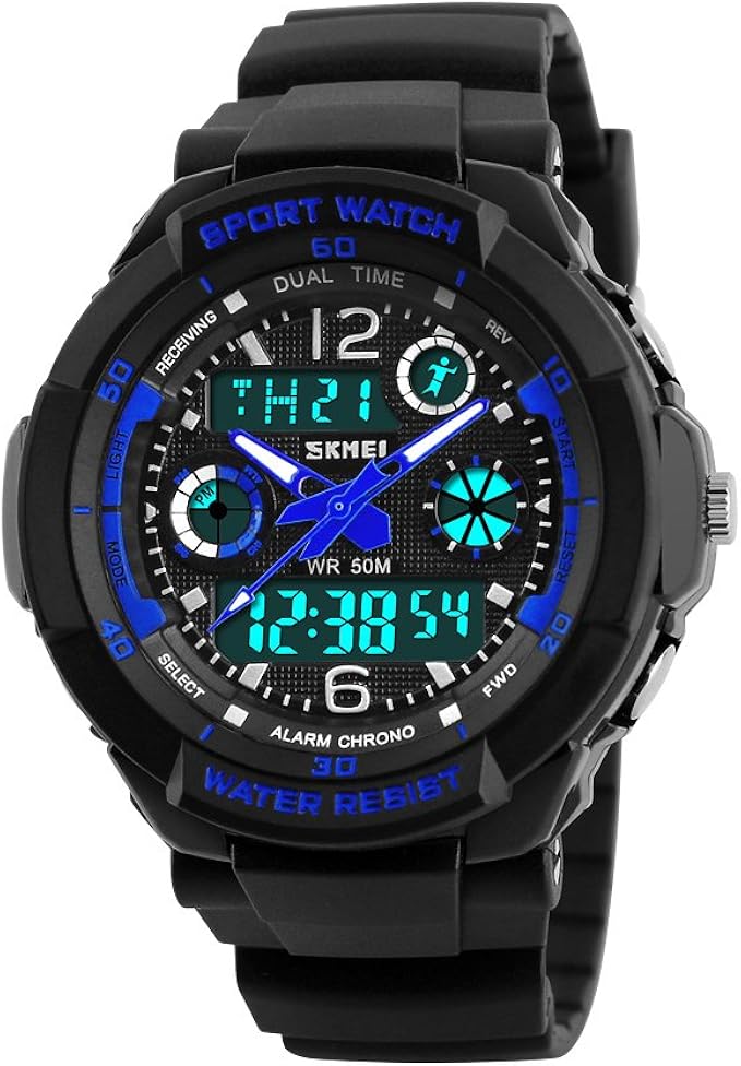 Herren Teenager LED Analog Digital Sport Uhr 50M Wasserdichte Milit r 